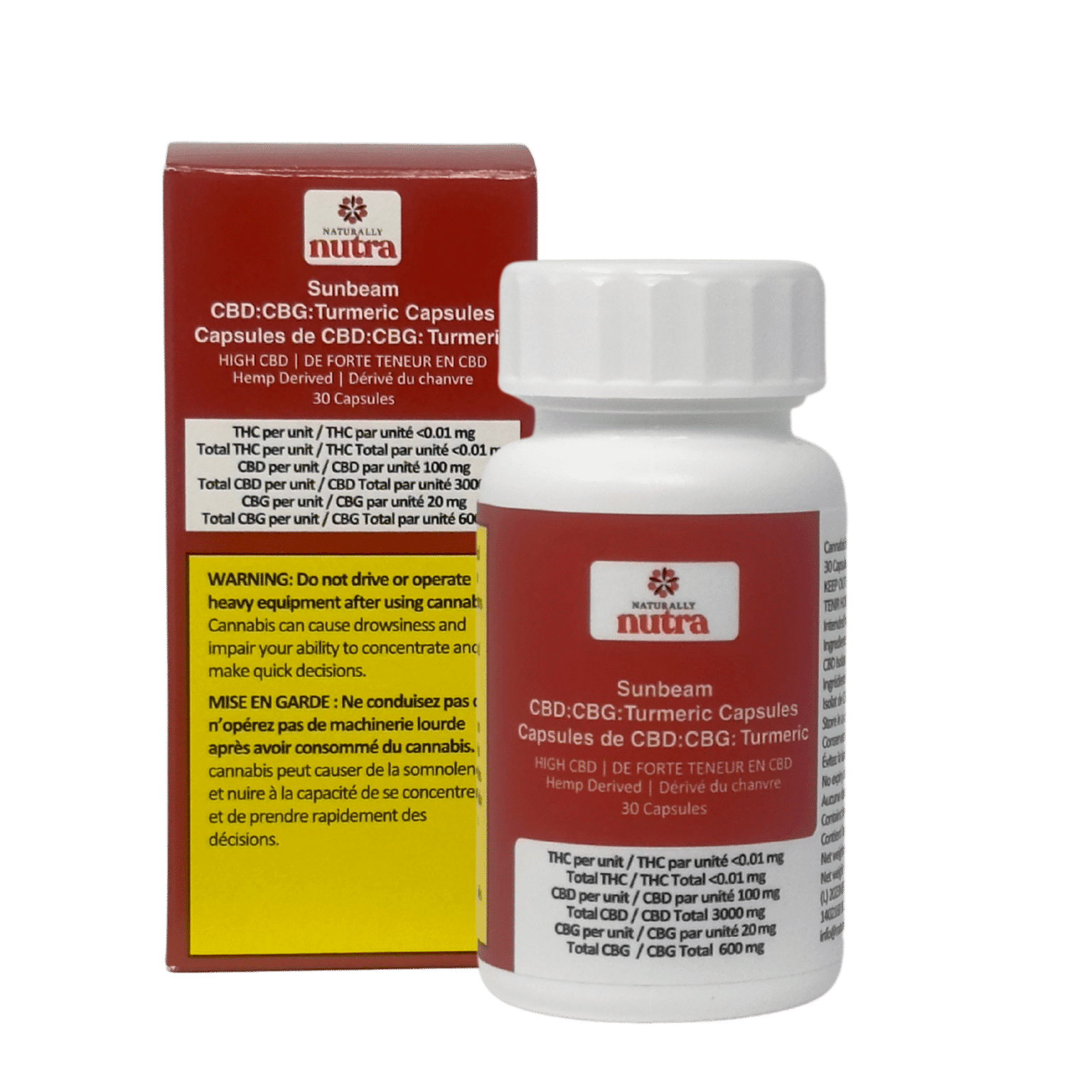 Buy Sunbeam CBD CBG Turmeric Capsules 30 Count by Naturally Nutra